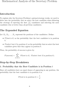 The Secretary Problem: Optimal Stopping in Decision Making - Avi Perera